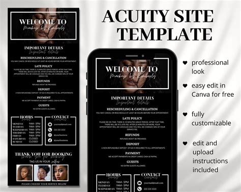 Acuity Scheduling Template Acuity Booking Site DIY Acuity Design Lash Tech Hair Stylist