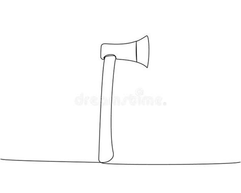Axe Hatchet Woodcutter Construction Tool One Line Art Continuous