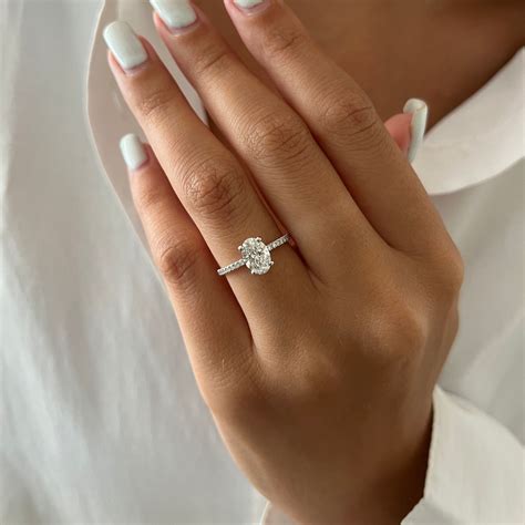 1 Carat Oval Engagement Ring Oval Cut Lab Grown Hidden Halo Diamond