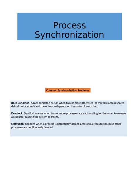 Process Synchronization Pdf Operating System Technology Computer