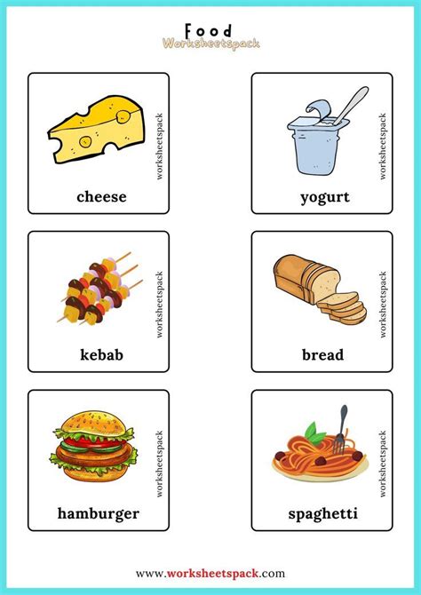 Food Names Picture Cards Teaching English Learn English Food Names