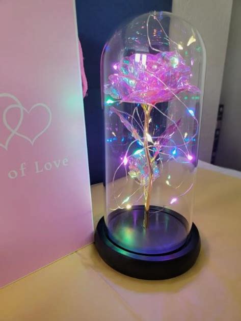 Роза в стеклянной колбе Rose Of Love с Led подсветкой Розовая фото отзывы характеристики в