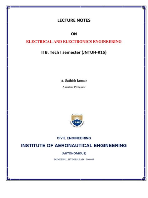 Eee Lecture Notes 1 Pdf Series And Parallel Circuits Capacitor