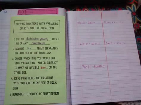 Solving Equations With Variables On Both Sides Of The Equal Sign