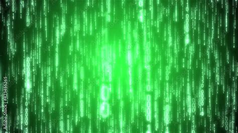 Green Binary Code Falling Down Matrix Concept Camera Moves Thorough