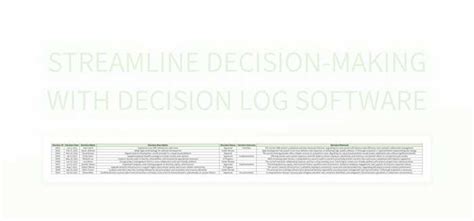 Streamline Decision Making With Decision Log Software Excel Template Free Download Pikbest