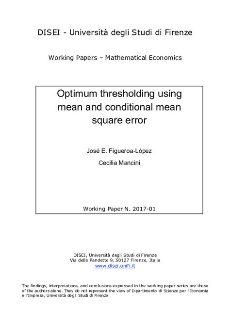 Pdf Optimum Thresholding Using Mean And Conditional Mean Square Error