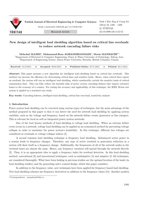 Pdf New Design Of Intelligent Load Shedding Algorithm Based On Critical Line Overloads To