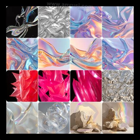 100款可商用3d艺术ai生成抽象渐变金属流体全息背景肌理图片设计套装100 Abstract 4k Backgrounds 第9118期 安鱼设计资源丨优质平面设计资源共享站