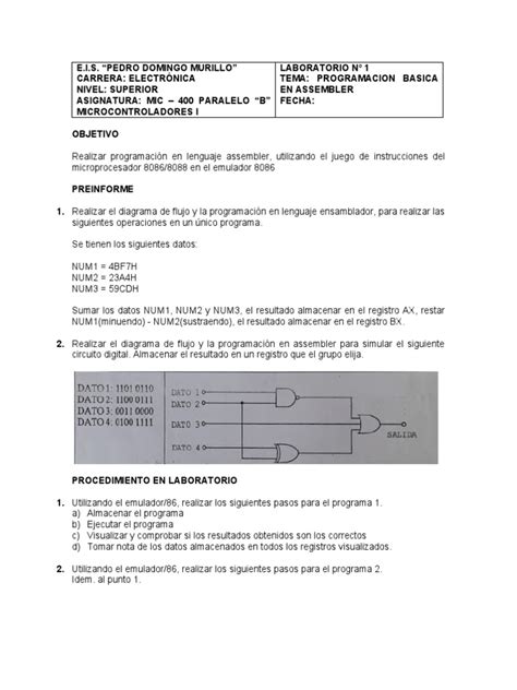 5 Guia De Lab 1 Assembler En Emu 86 Pdf