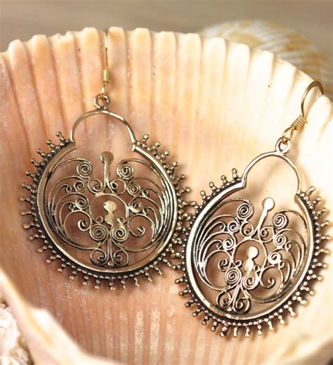 Bronze Drop Hoop Earrings Badawang Art