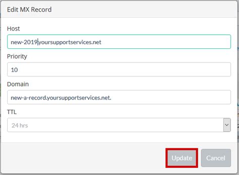 Edit Support Services MX Records DNS