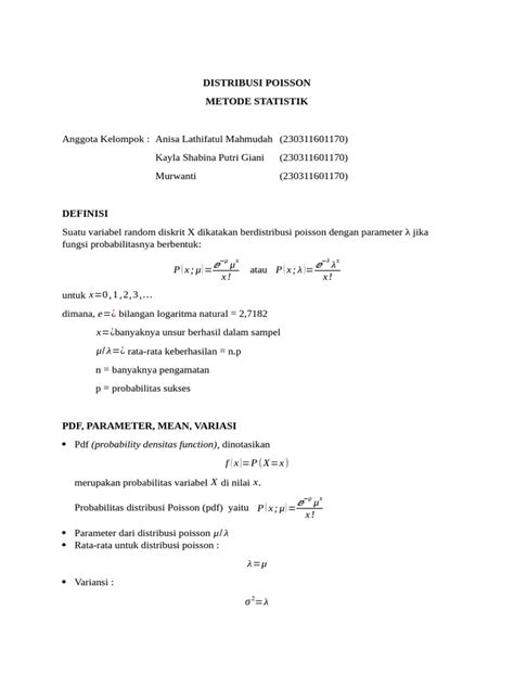Distribusipoissonkelompok6 1 Pdf