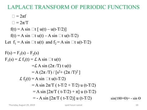 Laplace Transform Of Periodic Functions Pdf Physics Science