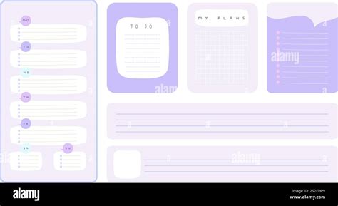 Diary Pages Planners And Notes Paper Sheets Cute Girly Style Simple