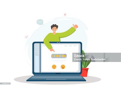 웹 사이트 또는 웹 페이지 웹 사이트 고객 리뷰 작성 별 등급 개념 피드백 및 의견 남기기 평면 벡터 삽화를 평가하는 남자 It 지원에 대한 스톡 벡터 아트 및 기타 이미지