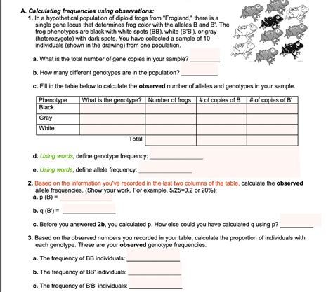 Solved A Calculating Frequencies Using Observations 1 In A