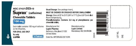 Suprax Tablets Package Insert Prescribing Info Moa