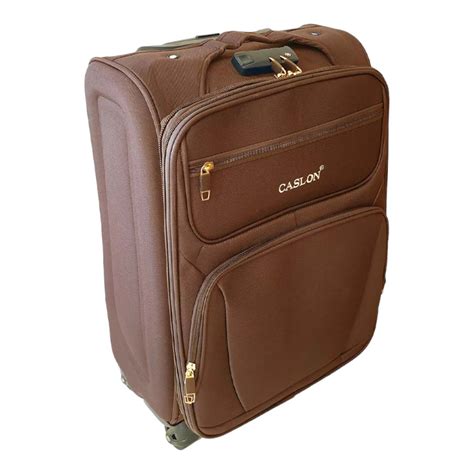 Куфар за пътуване изработена от текстил четири колела 25x37x51 см кафява Emag Bg