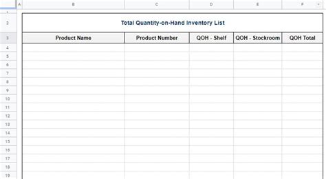 Inventory Count Sheet