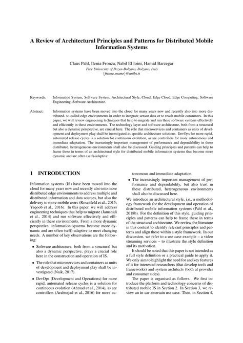 Pdf A Review Of Architectural Principles And Patterns For Distributed Mobile Information Systems