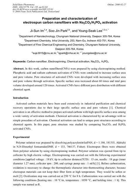 Preparation And Characterization Of Electrospun Carbon Nanofibers With