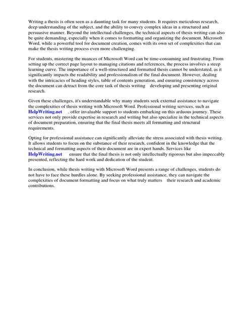 Thesis Writing With Ms Word Pdf Thesis Microsoft Word