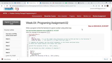 Nptel Problem Solving Through Programming In C Week 04 Programing
