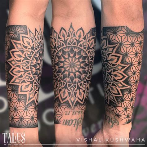 Geometric Mandala Sleeve Tattoo Geometric Calf Tattoos For Women