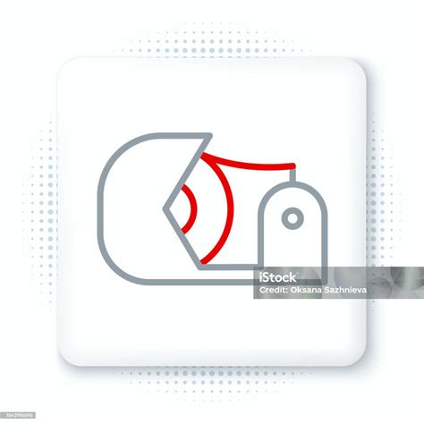 흰색 배경에 격리 된 라인 스카치 아이콘 작업 및 수리를위한 접착 테이프롤 끈적 끈적한 포장 테이프 사무실 도구 및 물건