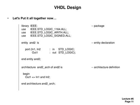 PPT Lecture 6 Agenda VHDL Architecture VHDL Packages Announcements HW 3 Assigned