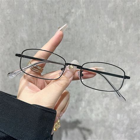 Small Metal Rectangular Frame Glasses Anti Blue Light Vintage New Women
