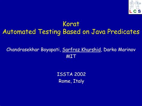 Ppt Korat Automated Testing Based On Java Predicates Powerpoint Presentation Id1755974