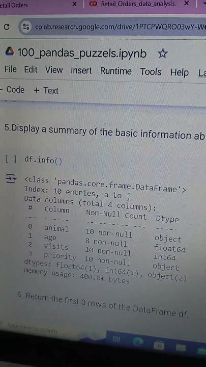 How To Display A Summary Of Basic Information About Dataframe And Its