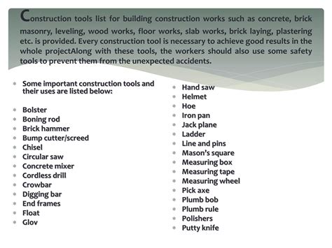 Construction Tools Pptx