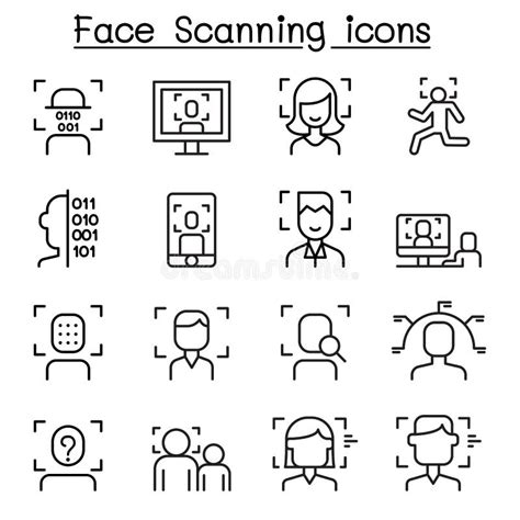 Face Id Face Detection Face Recognition Face Scanning Icon Set In