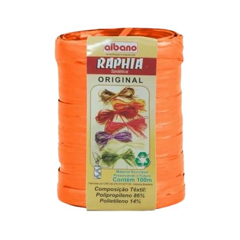 Raphia Maxi Sintética Laranja Cia Das Flores