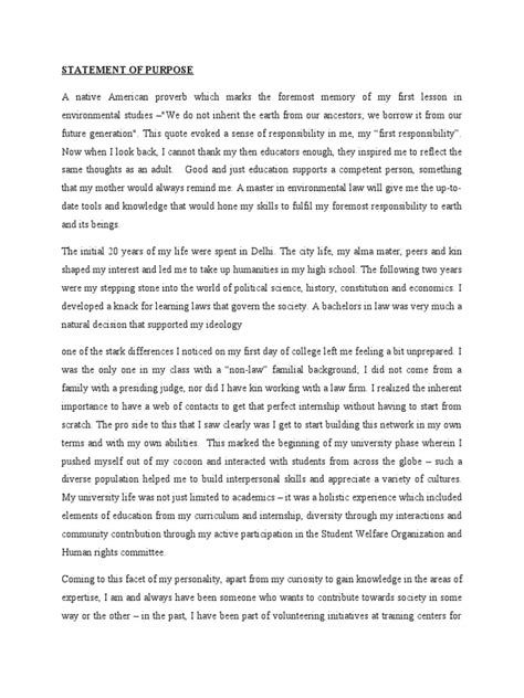 Statement Of Purpose Llm V2 Pdf Natural Environment Wetland