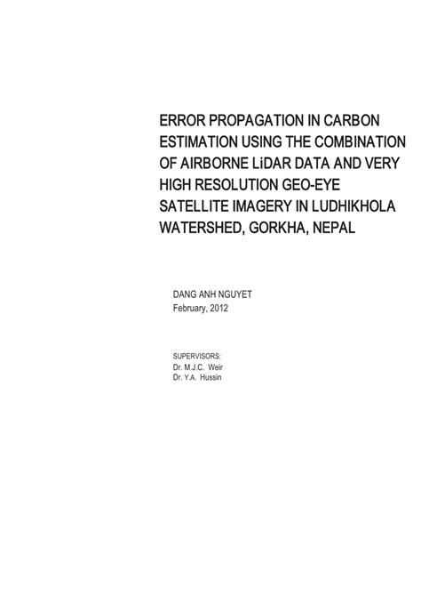 Pdf Error Propagation In Carbon Estimation Using The Combination Of Airborne Lidar And Very