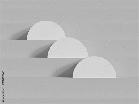 Semi Circle Box Mockup Front View Set Of Semi Circle Packaging Display On Clean Step Pedestal