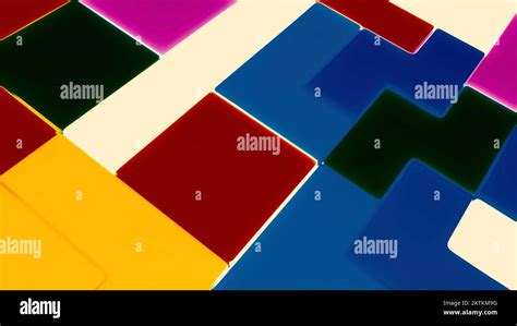 Tetris Animation On Black Background Design Abstract Colorful Retro Construction Game Stock