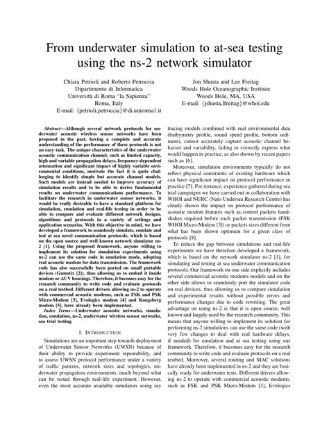 Pdf From Underwater Simulation To At Sea Testing Using The Ns 2 Network Simulator