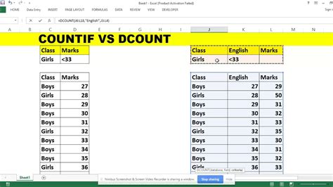 Difference And Similarities In Excel Formula Countif And Dcount Systemwebtech Online Youtube