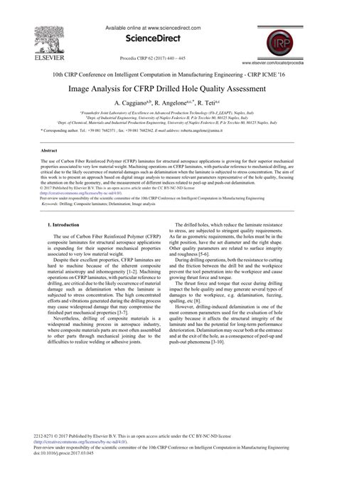 Pdf Image Analysis For Cfrp Drilled Hole Quality Assessment