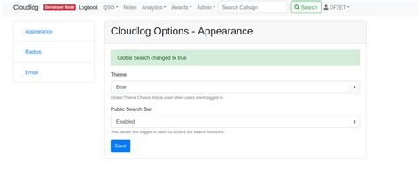 default theme not stored in database · issue 1442 · magicbug cloudlog · github