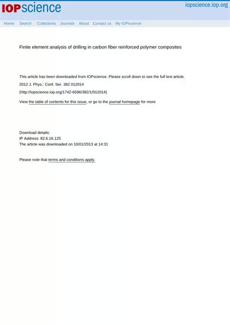 Pdf Finite Element Analysis Of Drilling In Carbon Fiber Reinforced Polymer Composites