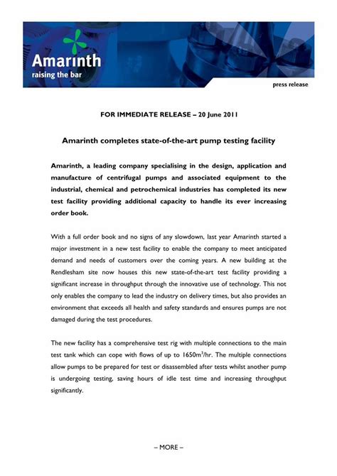 Pdf Amarinth Completes State Of The Art Pump Testing · Pdf Fileamarinth Completes State Of The