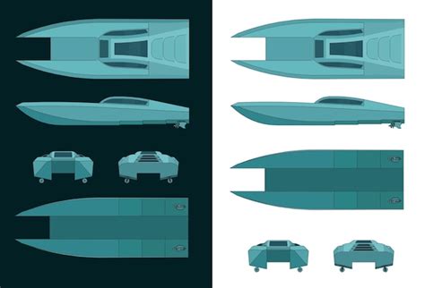 Premium Vector High Speed Catamaran Color Drawings