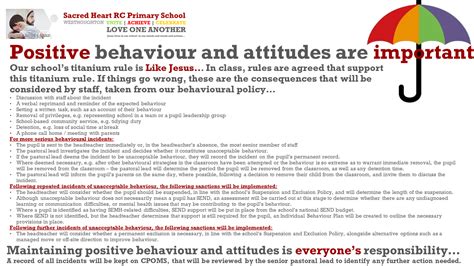 Behaviour And Attitudes Sacred Heart Rc Primary School