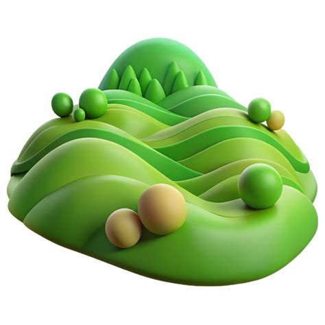 Impressive Artistic Rolling Green Hills Landscape Transparent